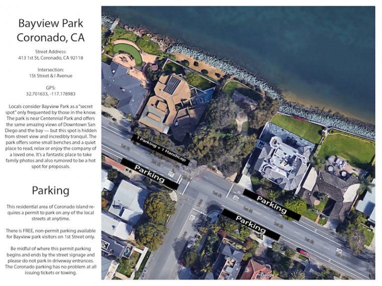 New Bayview Park Map | Elope to Coronado